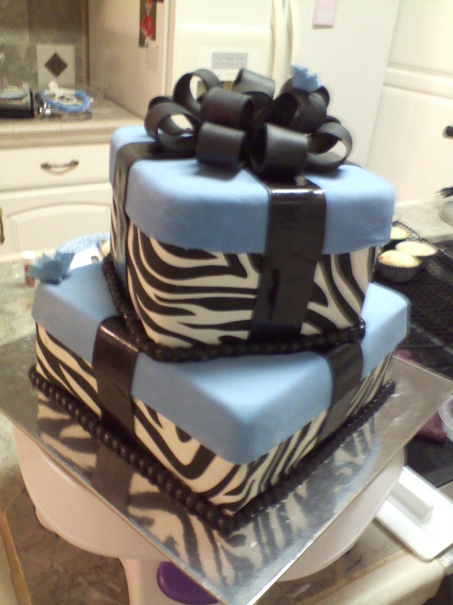 Zebra Stacked Box Cake - CakeCentral.com