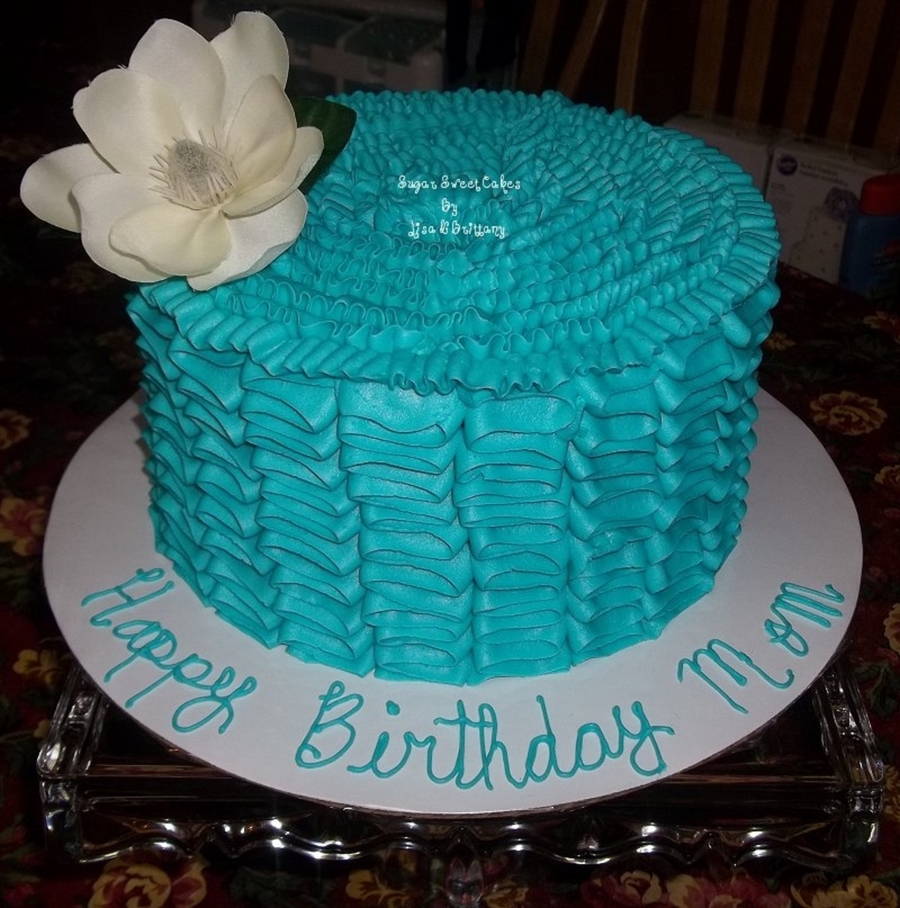 Turquoise Ruffle Cake - CakeCentral.com