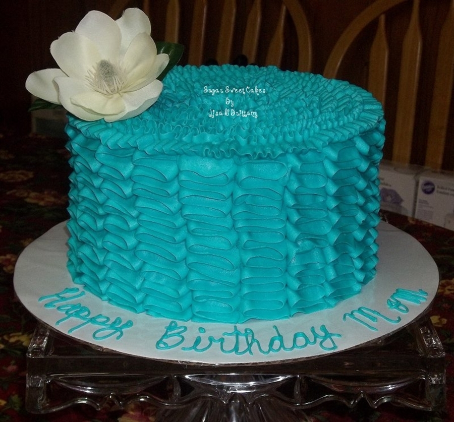 Turquoise Ruffle Cake - CakeCentral.com