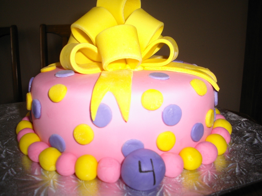 Pink Poka Dots Bow Cake - CakeCentral.com