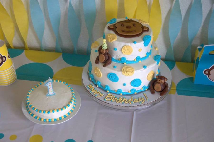 Mod Monkey Themed First Birthday Cake - CakeCentral.com