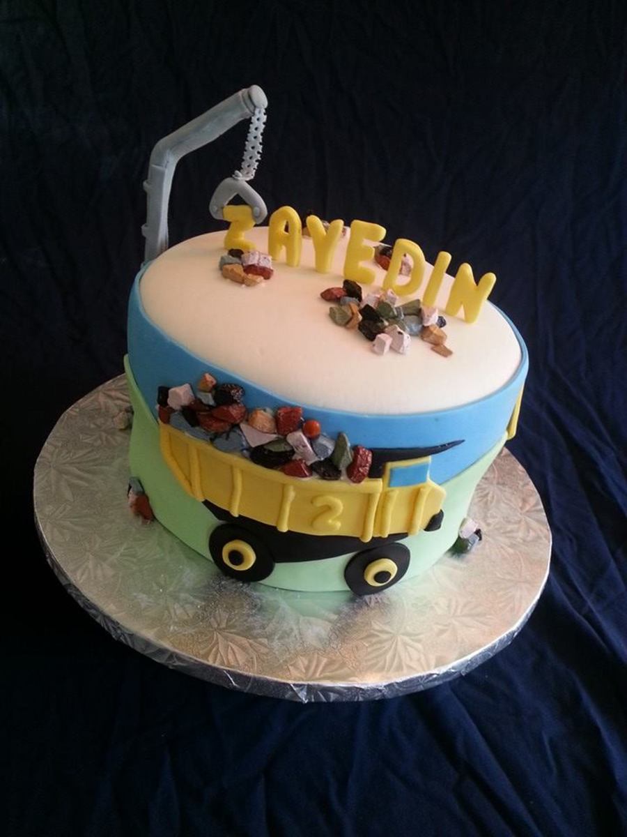 Construction Cake With Surprise Inside Construction Stripes ...