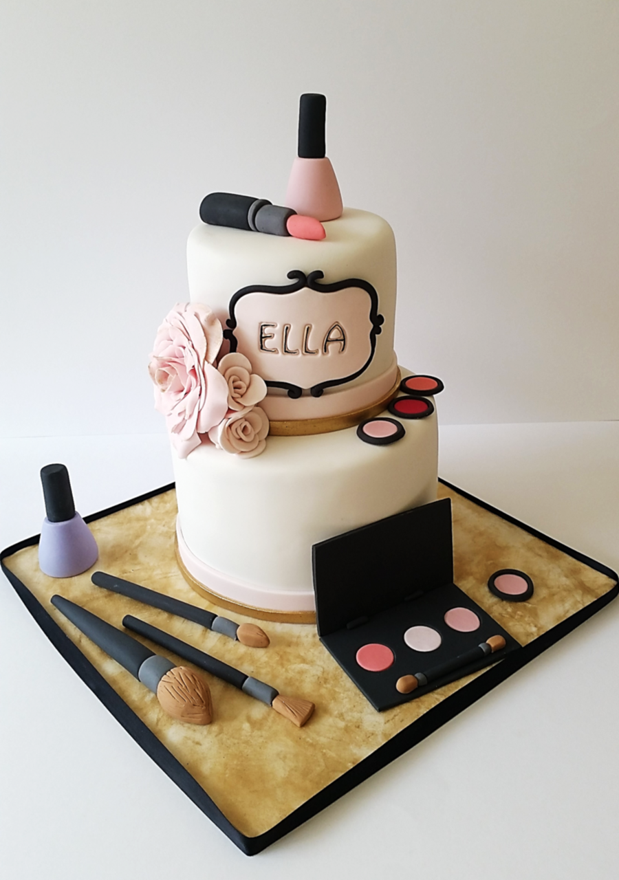 Makeup Themed Cake For A Gorgeous 9 Year Olds Pamper Party Birthday All 