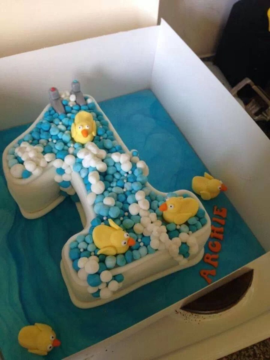 Bathtime Fun Number One Cake - CakeCentral.com