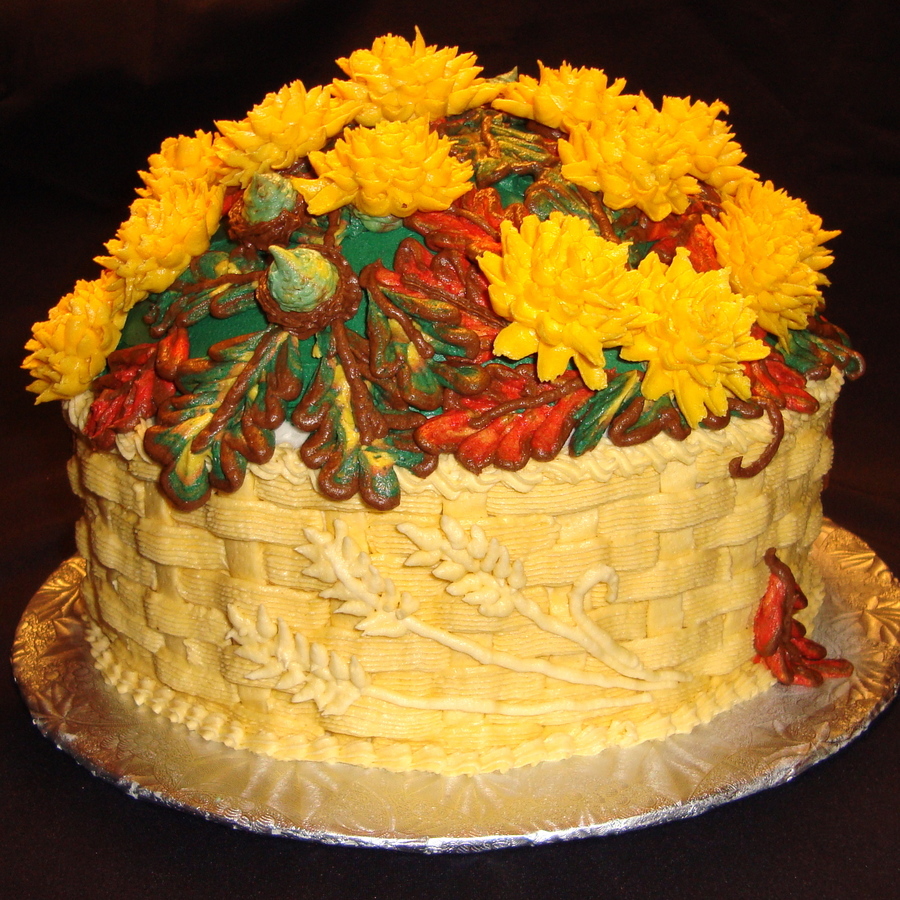 Autumn Chrysanthemum Basket - CakeCentral.com