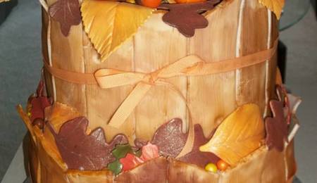 Fall Tree Stump Wedding Cake - CakeCentral.com