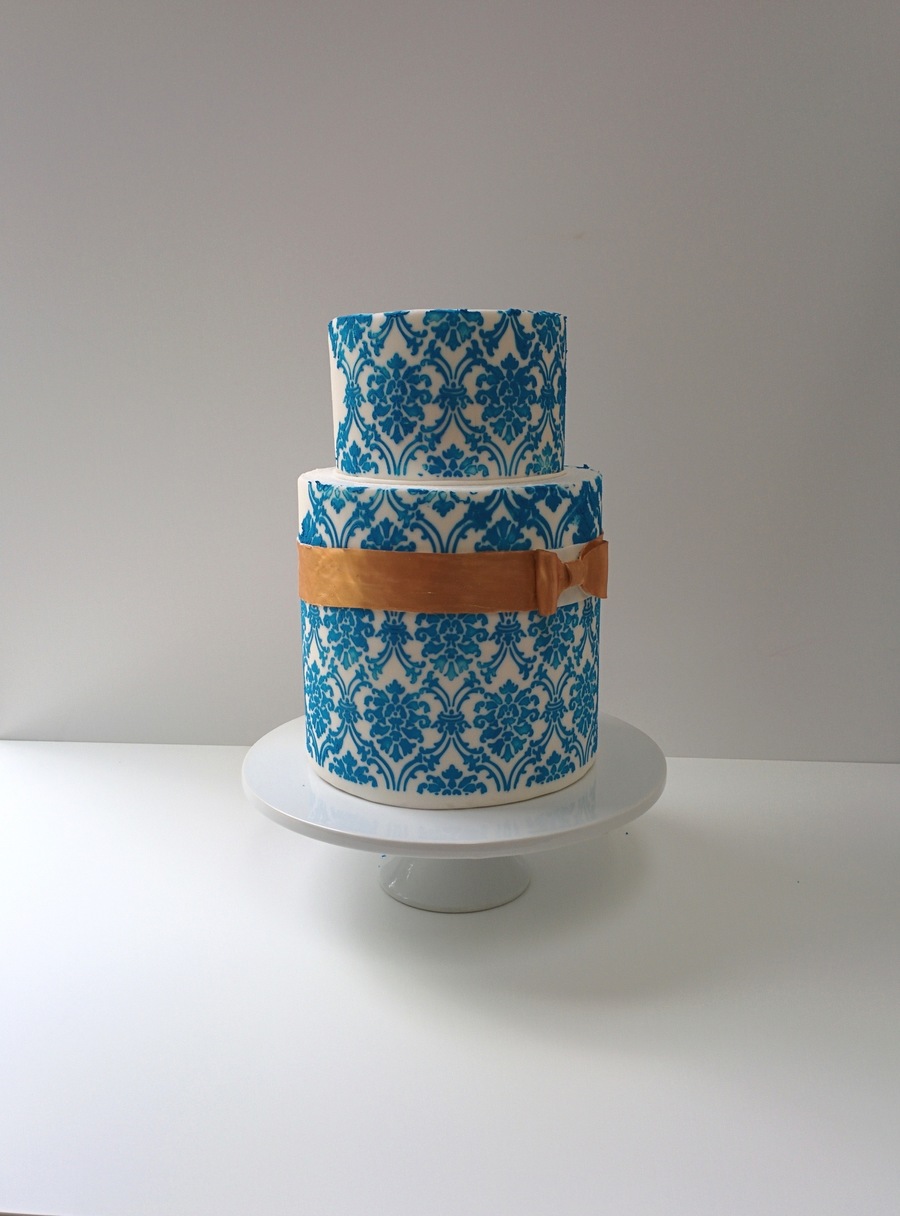 Damask Pattern Cake - CakeCentral.com