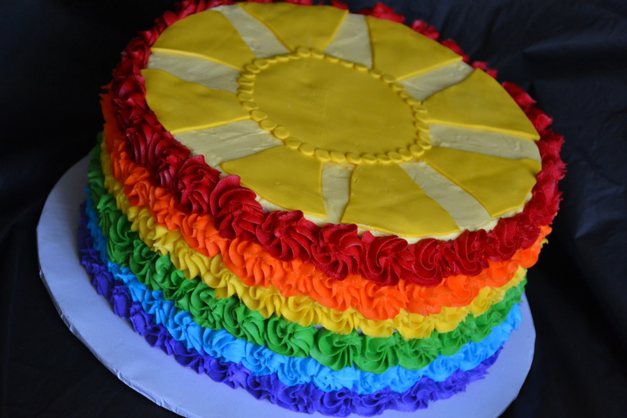 Buttercream Rainbow Cake With Sun - CakeCentral.com