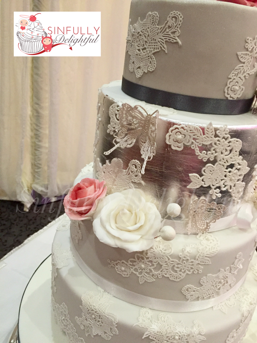Silver Elegance Wedding Cake - CakeCentral.com