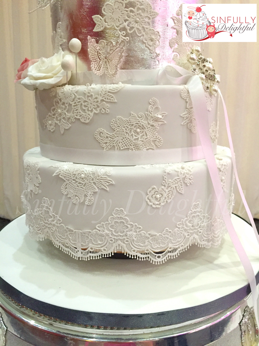Silver Elegance Wedding Cake - CakeCentral.com