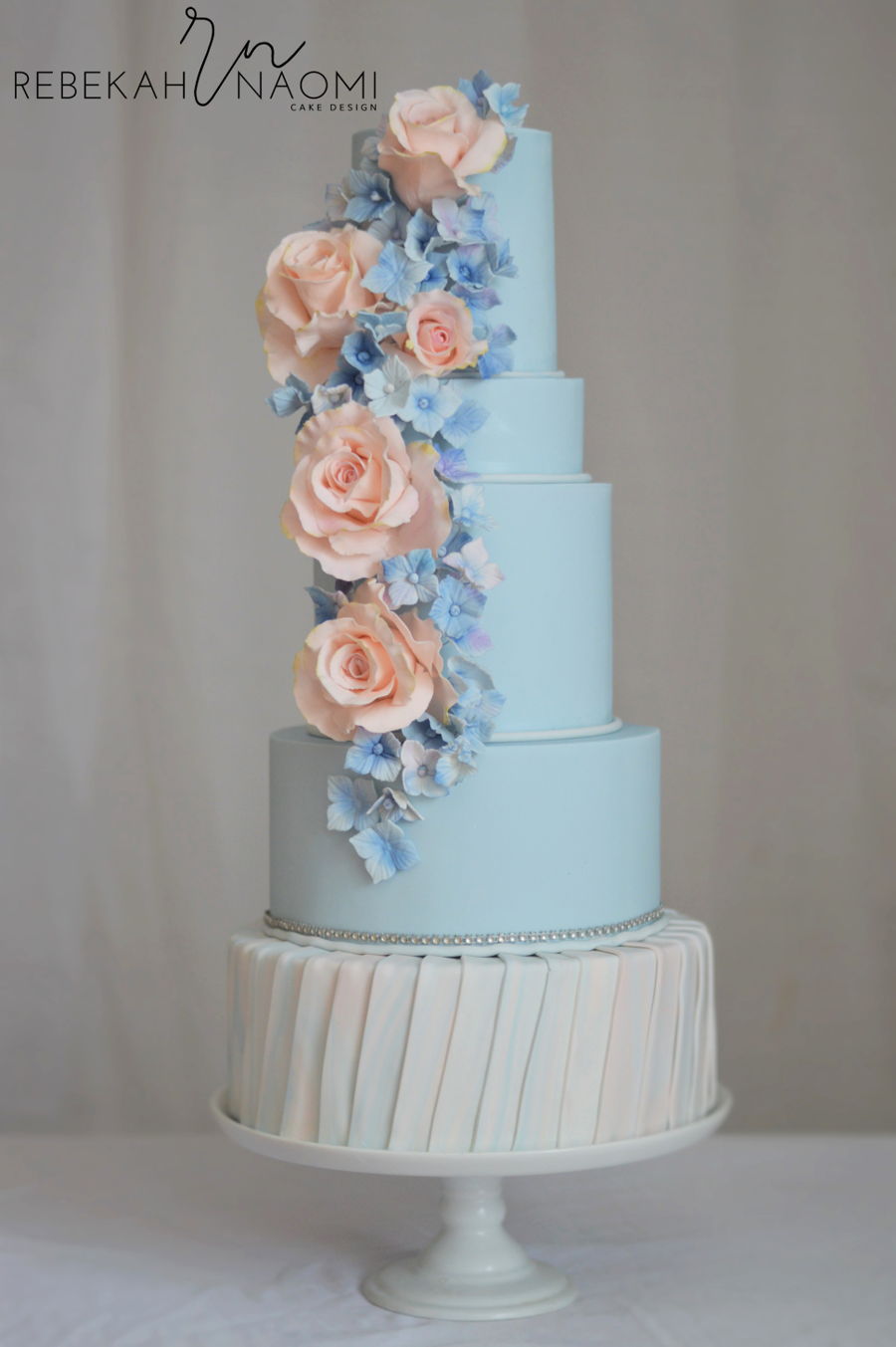 Hydrangea And Roses Wedding Cake - CakeCentral.com