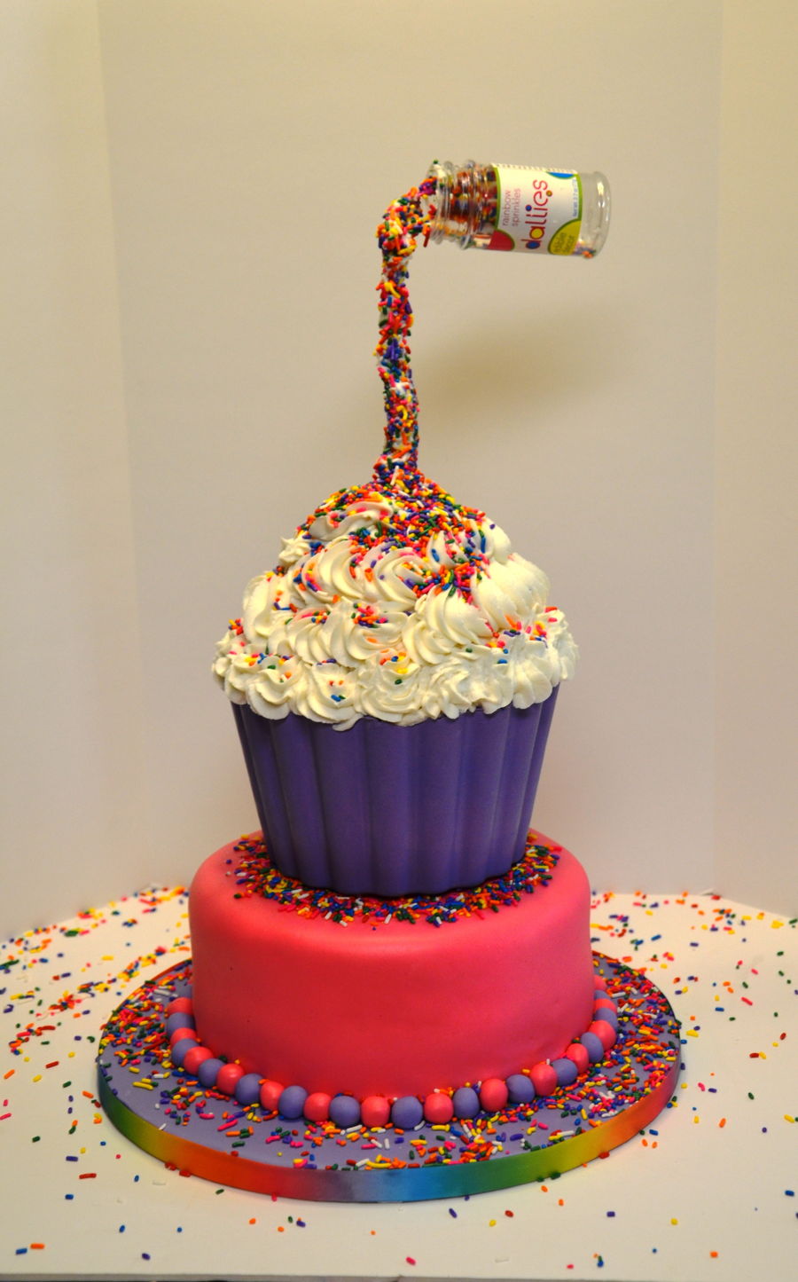 Gravity Defying Birthday Cake With Sprinkles CakeCentral