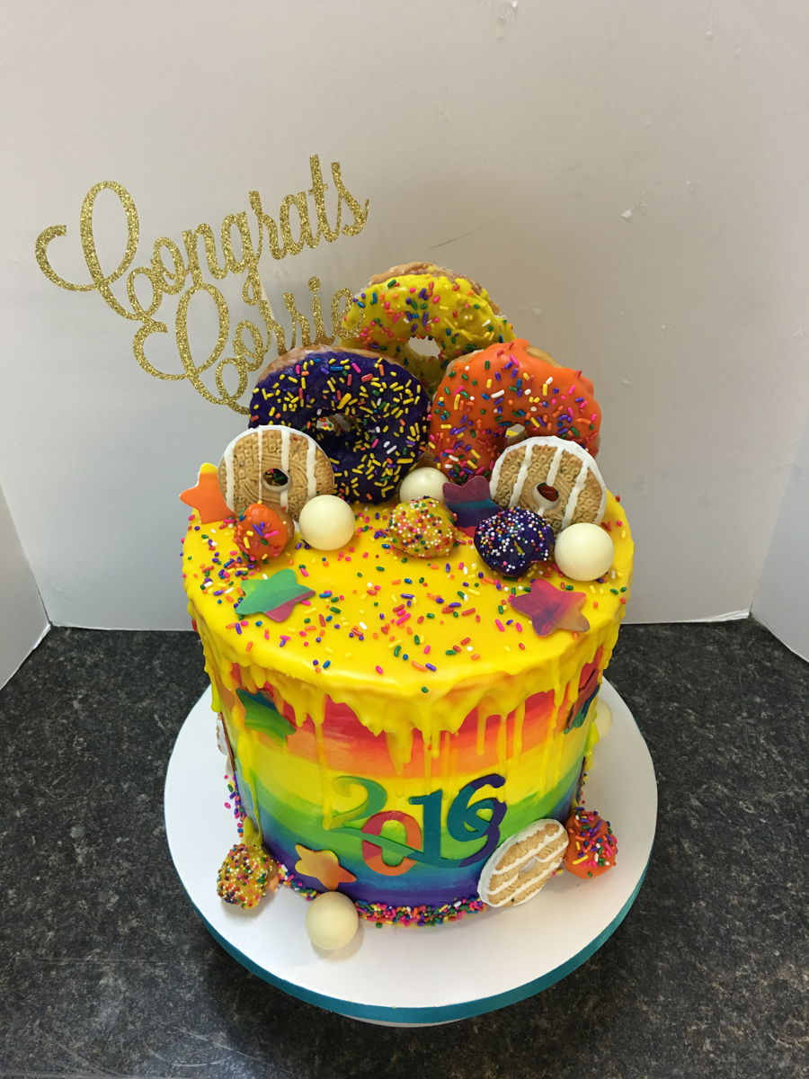 Rainbow Graduation Cake - CakeCentral.com