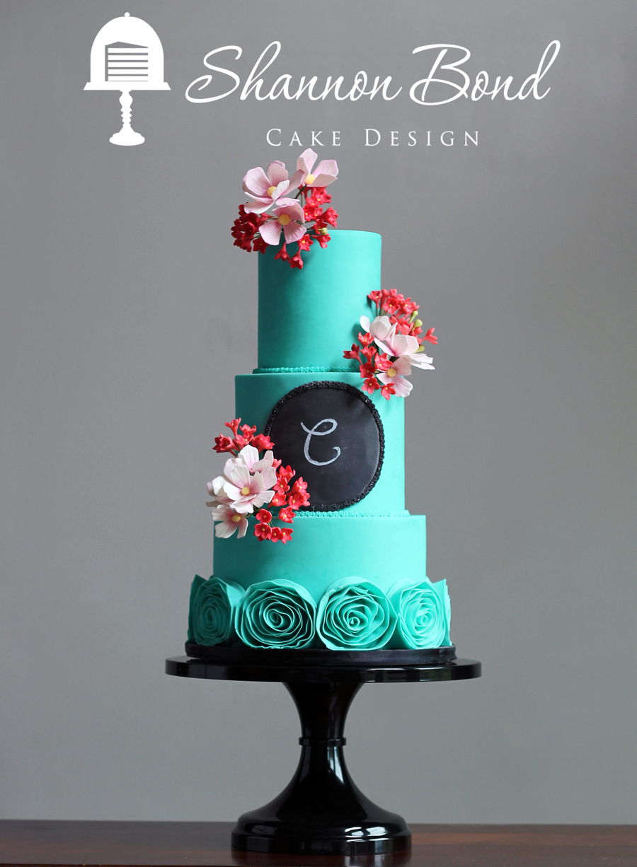 Chalkboard Monogram Cake - CakeCentral.com