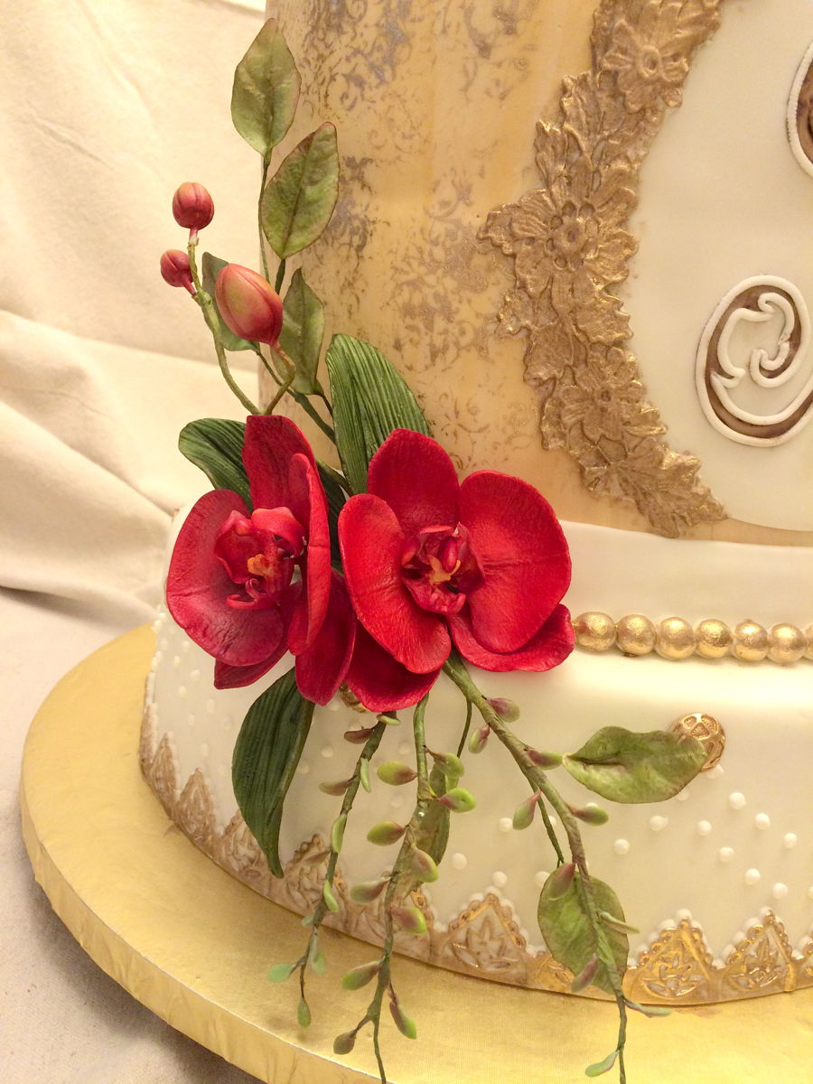Red Orchid Wedding Cake - CakeCentral.com