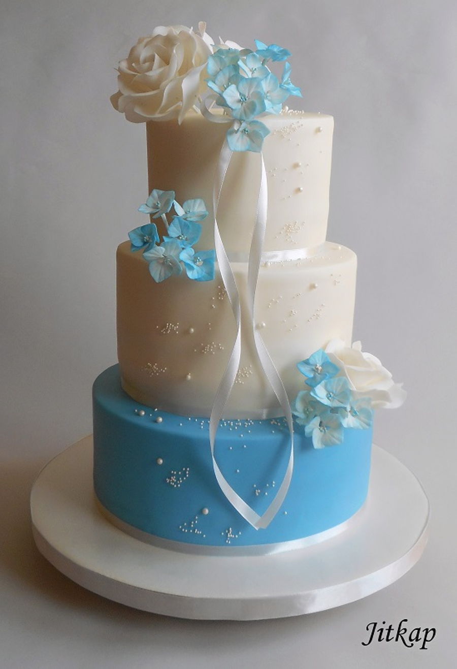 Wedding Cake Blue And White - CakeCentral.com
